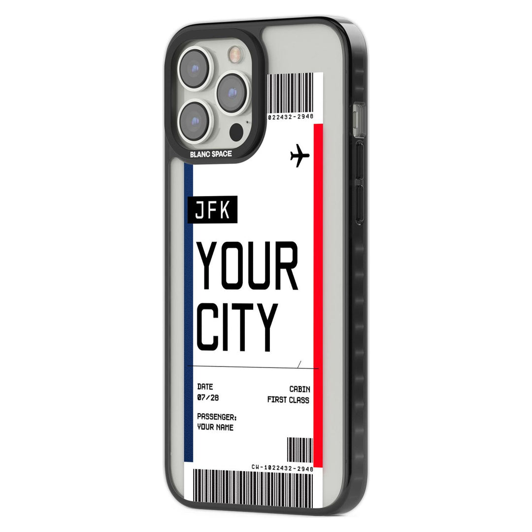 Personalised Create Your Own Boarding Pass Ticket iPhone Case - Blanc Space