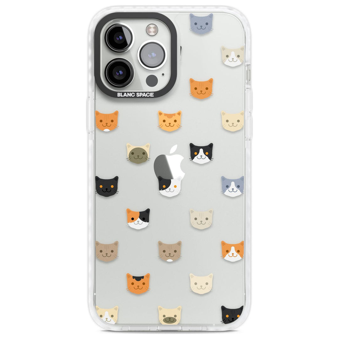 Cute Cat Face Transparent iPhone Case - Blanc Space