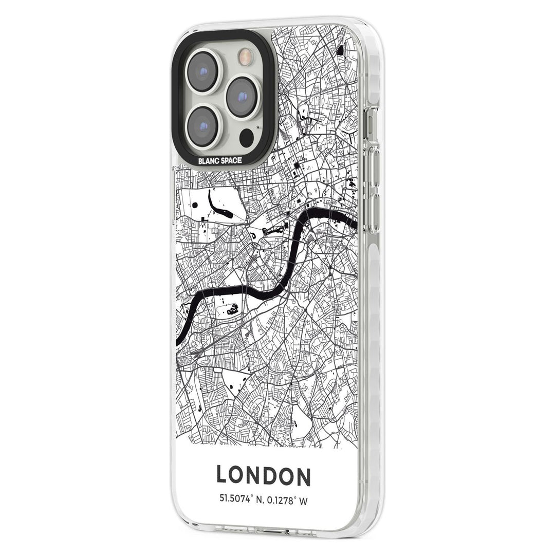 Map of London, England iPhone Case - Blanc Space
